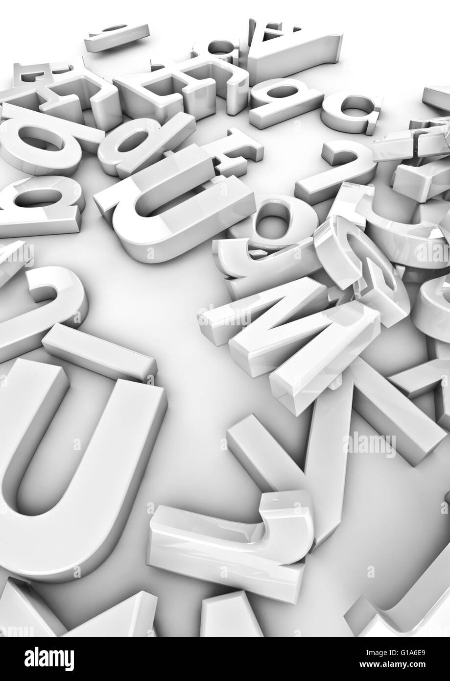 White letters / 3D render of varied white letters Stock Photo - Alamy