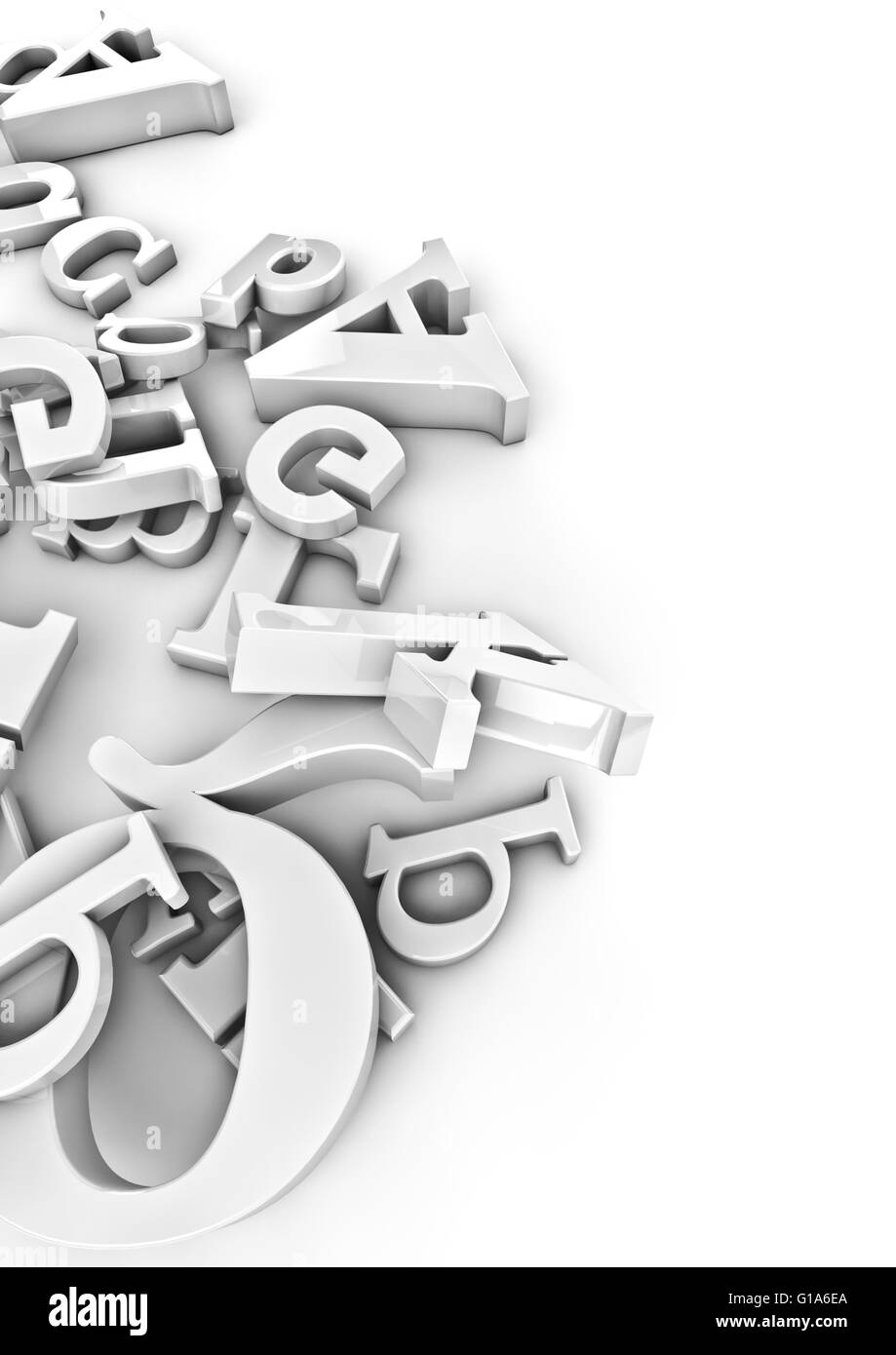 White letters / 3D render of varied white letters Stock Photo - Alamy