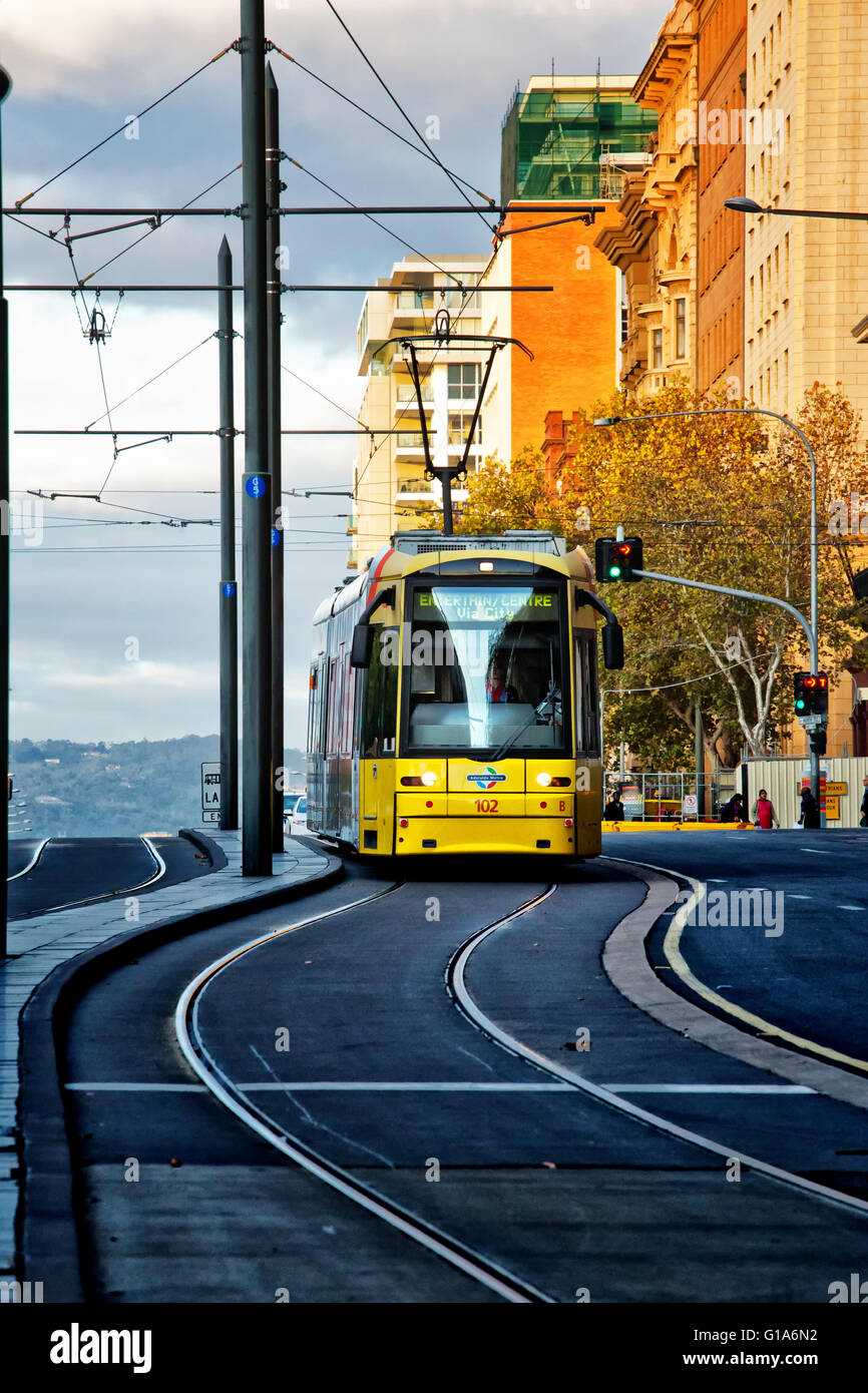 A tram running down a street in Adelaide,Australia Stock Photo - Alamy