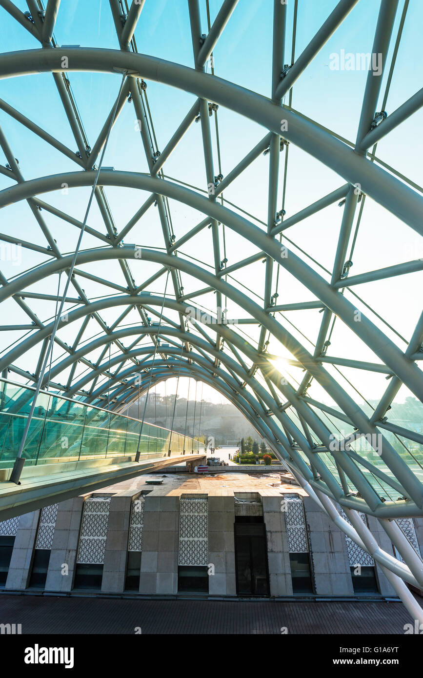Eurasia, Caucasus region, Georgia, Tbilisi, Bridge of Peace on Mtkvari ...