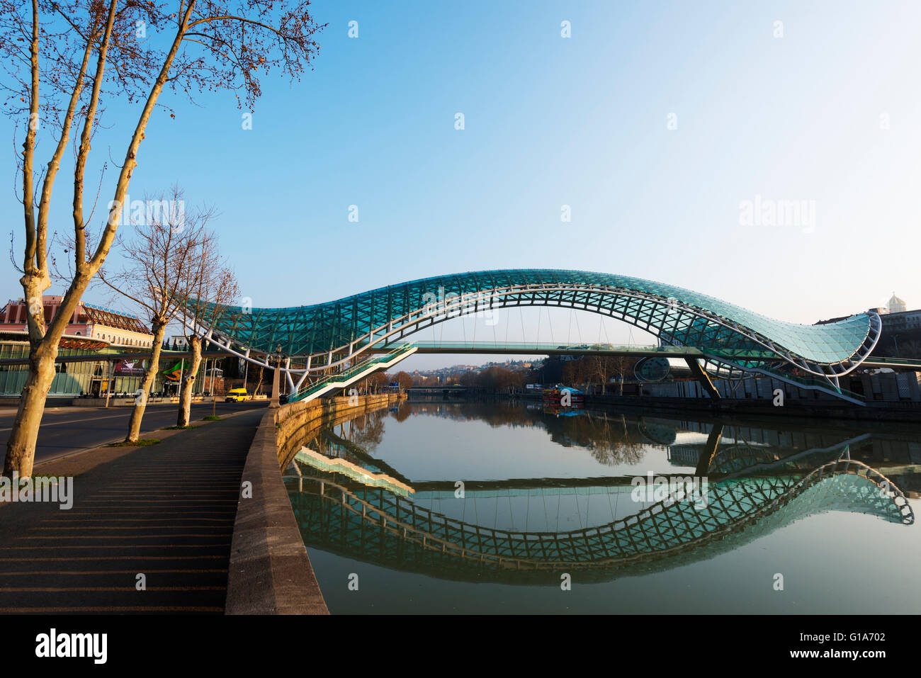 Eurasia, Caucasus region, Georgia, Tbilisi, Bridge of Peace on Mtkvari ...