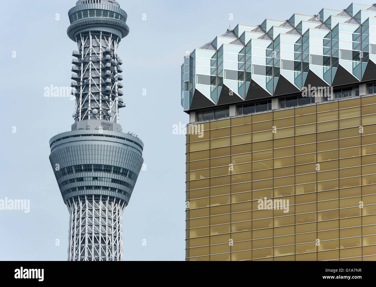 Tokyo Skytree Tower and Asahi headquarters building, Japan Stock Photo ...