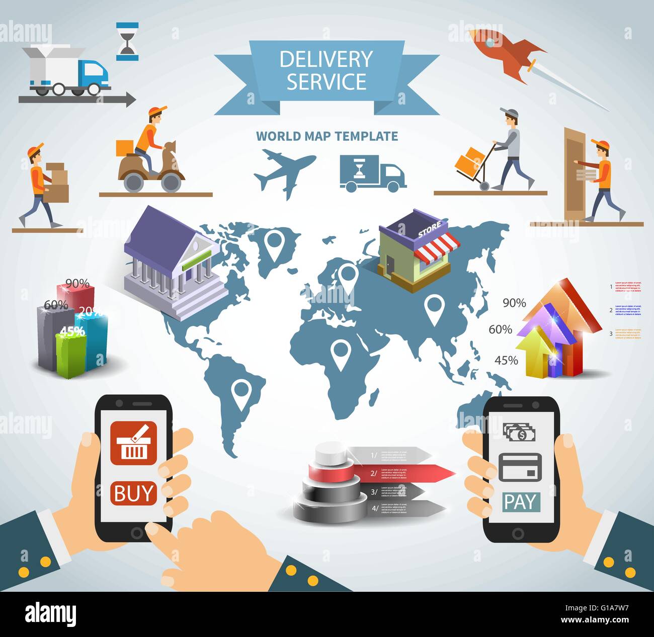 Logistic chain shipping freight service supply delivery infographics ...