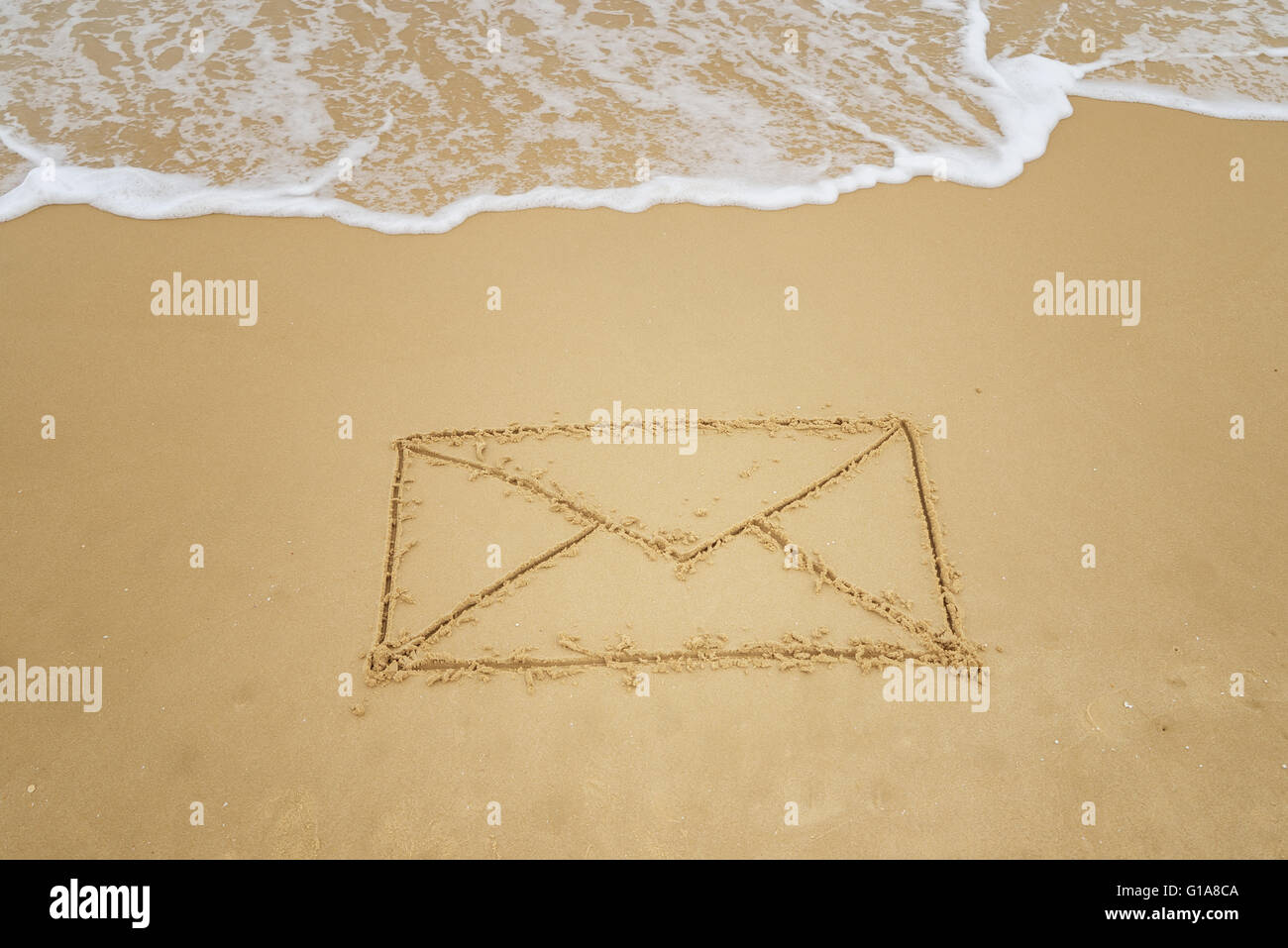 mail sign handwritten on sand Stock Photo - Alamy