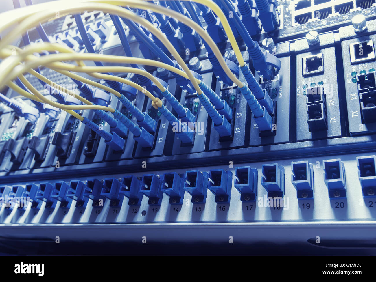 Technology center with fiber optic equipment Stock Photo - Alamy