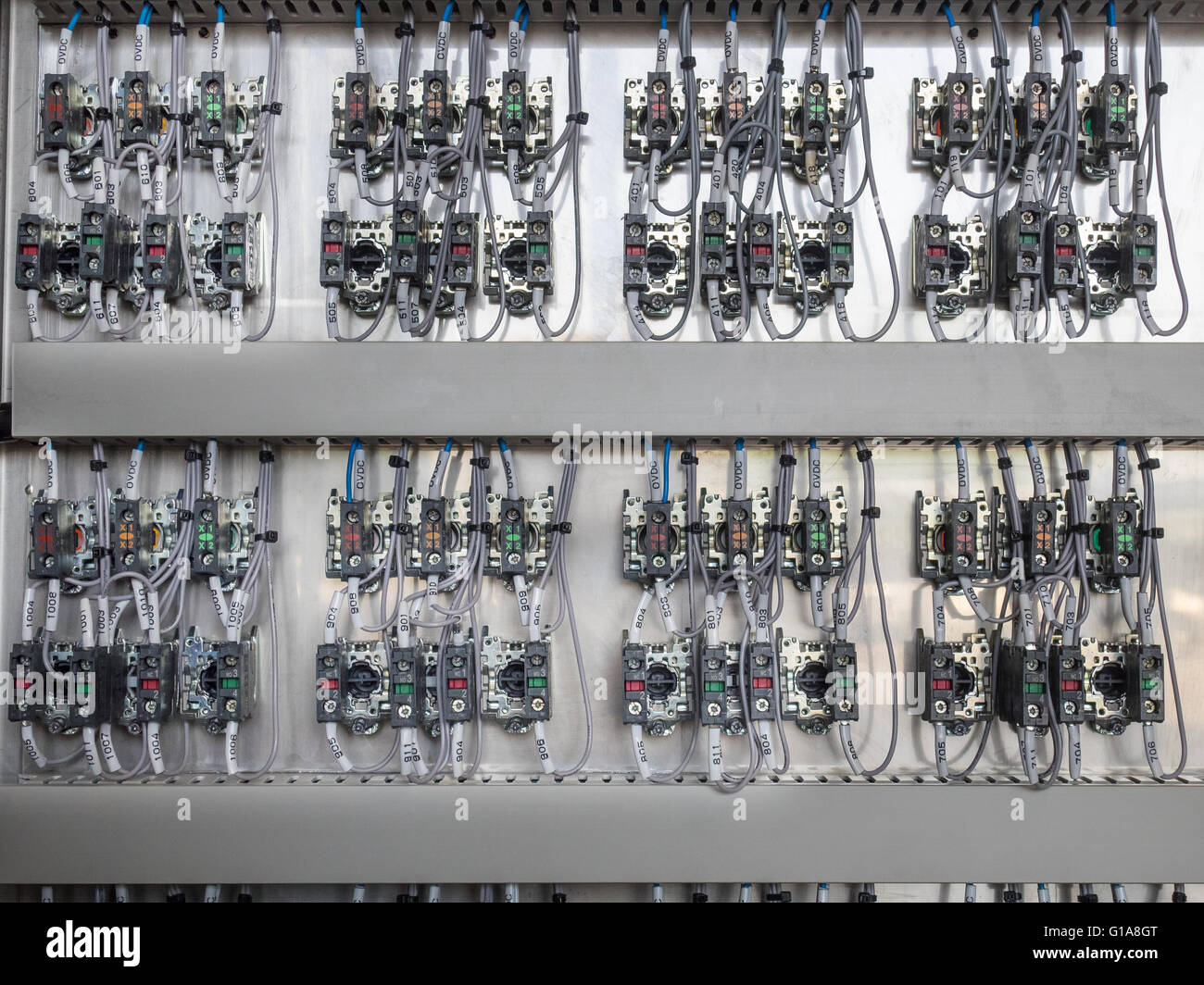 Inside of industrial switch cabinet with marked cables Stock Photo - Alamy