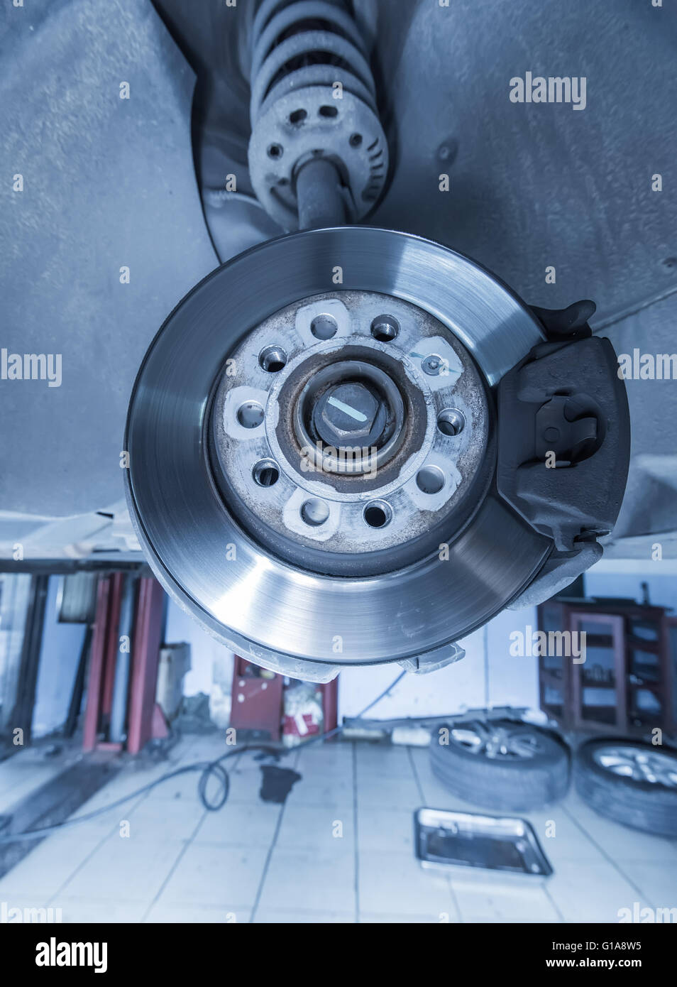 Car disc break detail with a little rust and dirt Stock Photo - Alamy