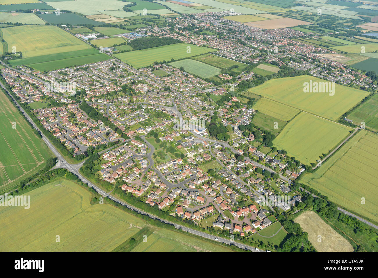 An aerial view of the village of Dunholme and surrounding Lincolnshire ...