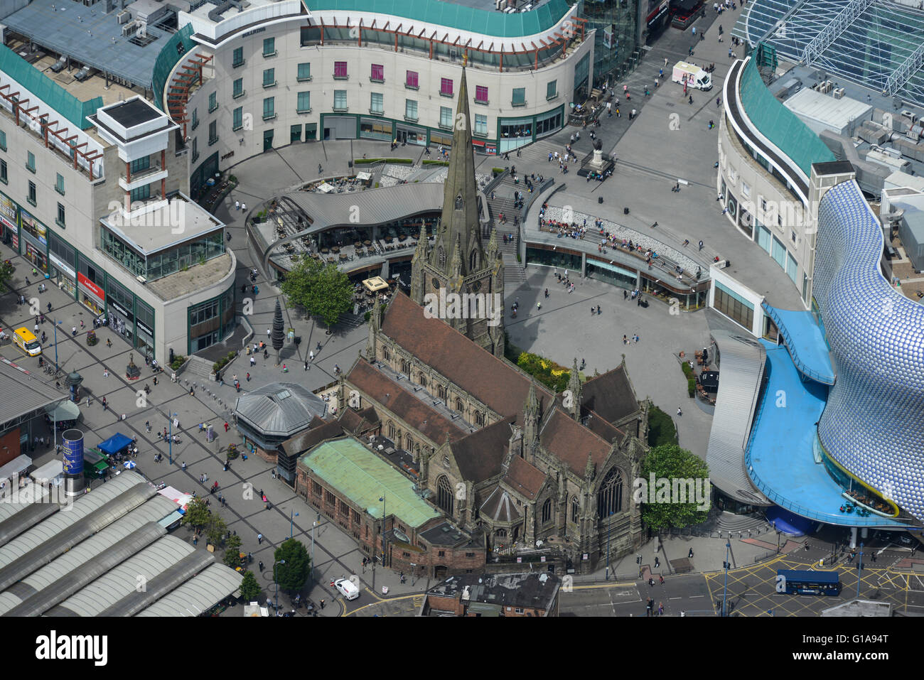 An aerial view of St Martin in the Bull Ring, the original parish ...