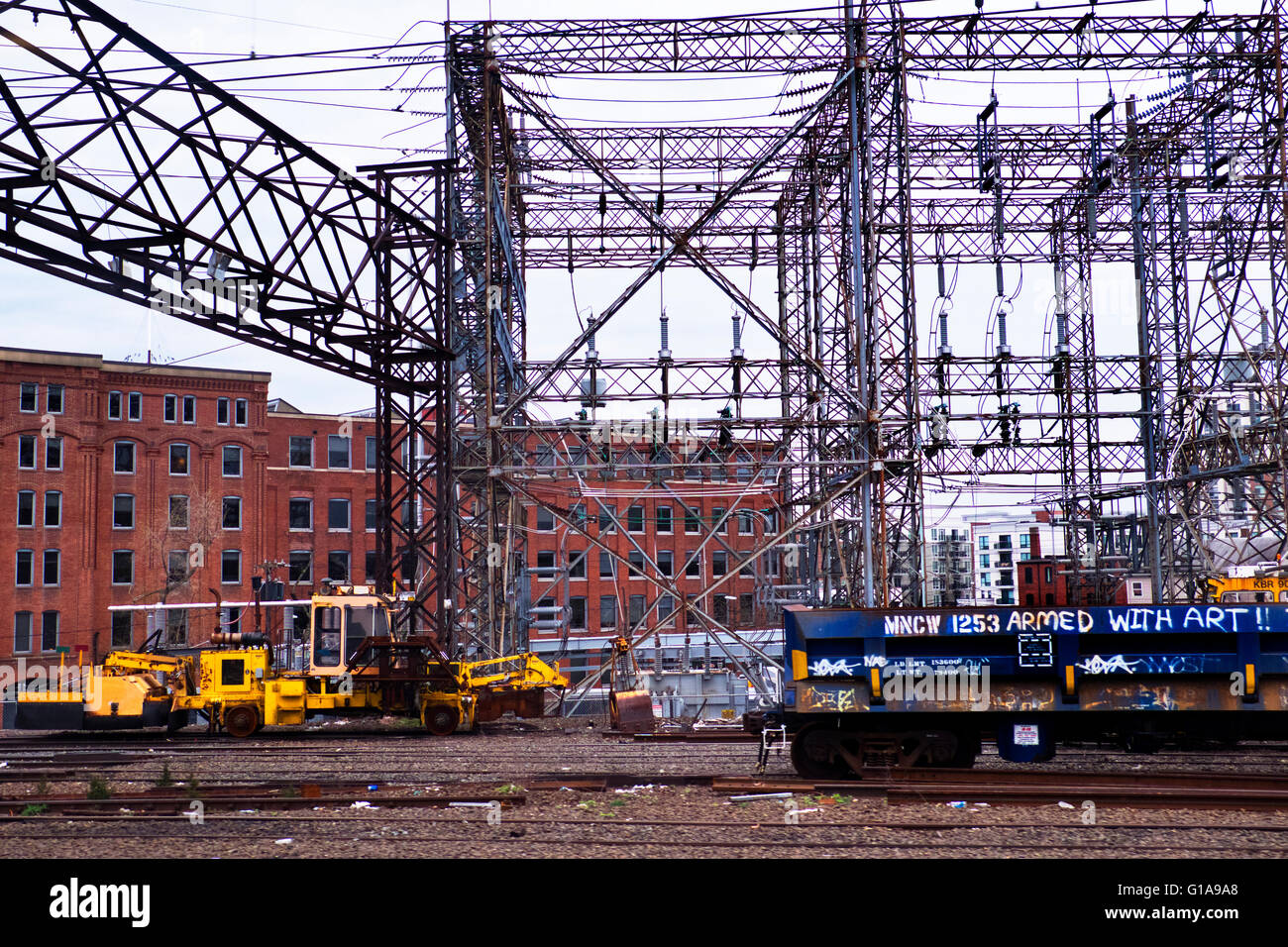 Rail tracks and sidings entering Station in Connecticut USA Stock Photo ...