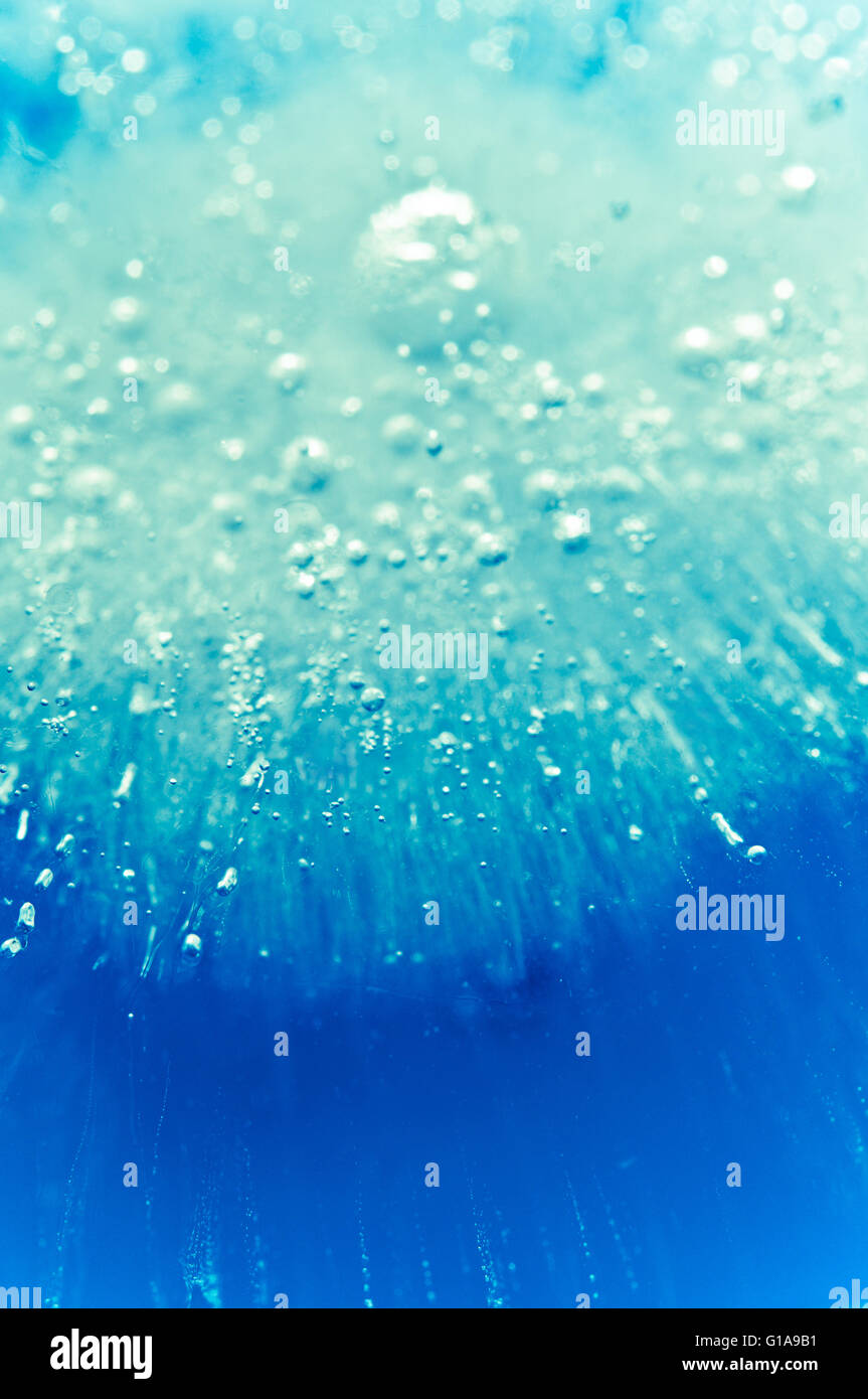 macro blue ice with frozen bubbles Stock Photo - Alamy