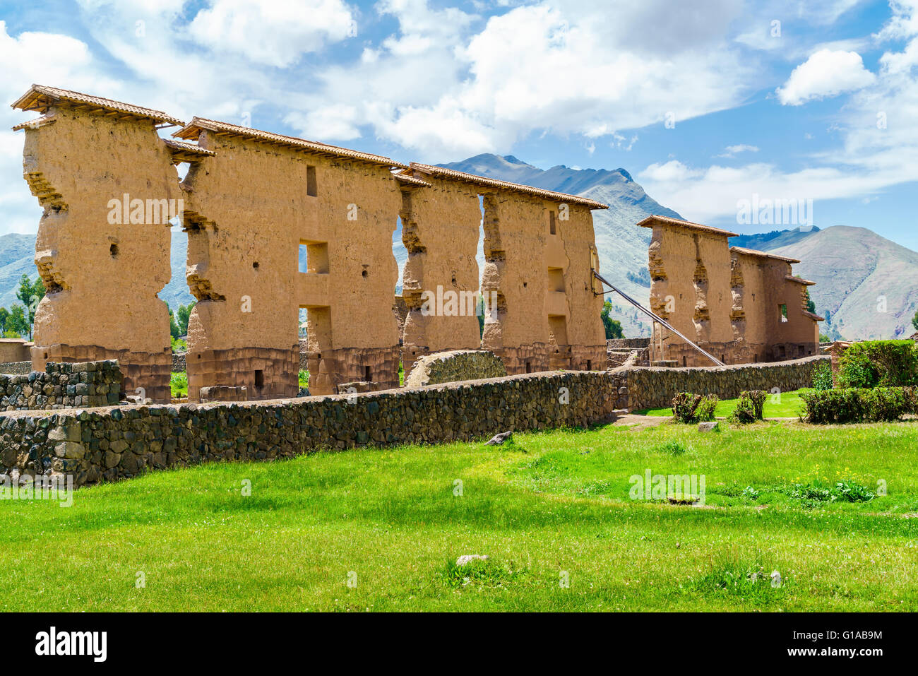 Temple of Wiracocha located in the Inca site of Raqchi very close to ...