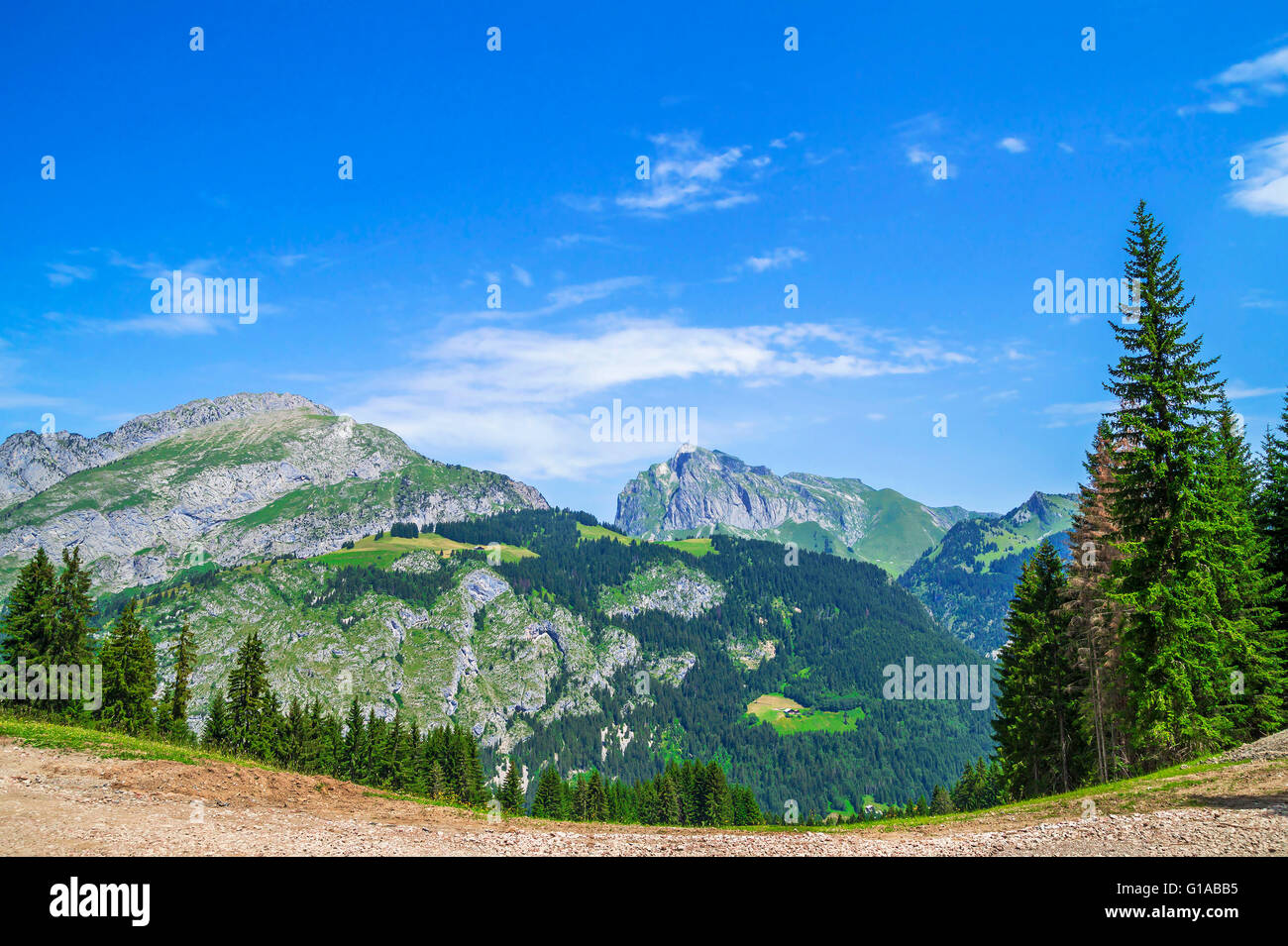 Beautiful summer landscape in the French Alps Stock Photo - Alamy
