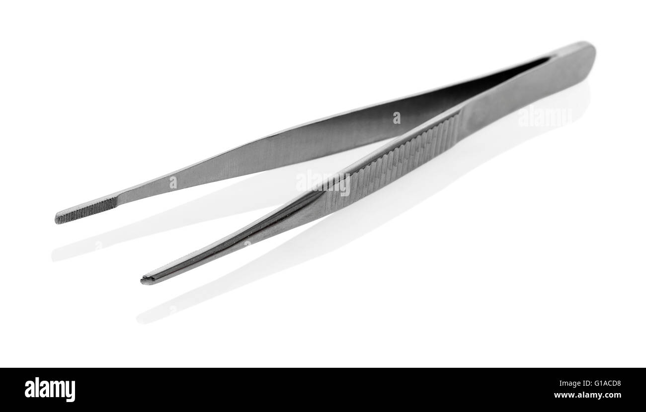 the tweezers close-up isolated on white background Stock Photo - Alamy