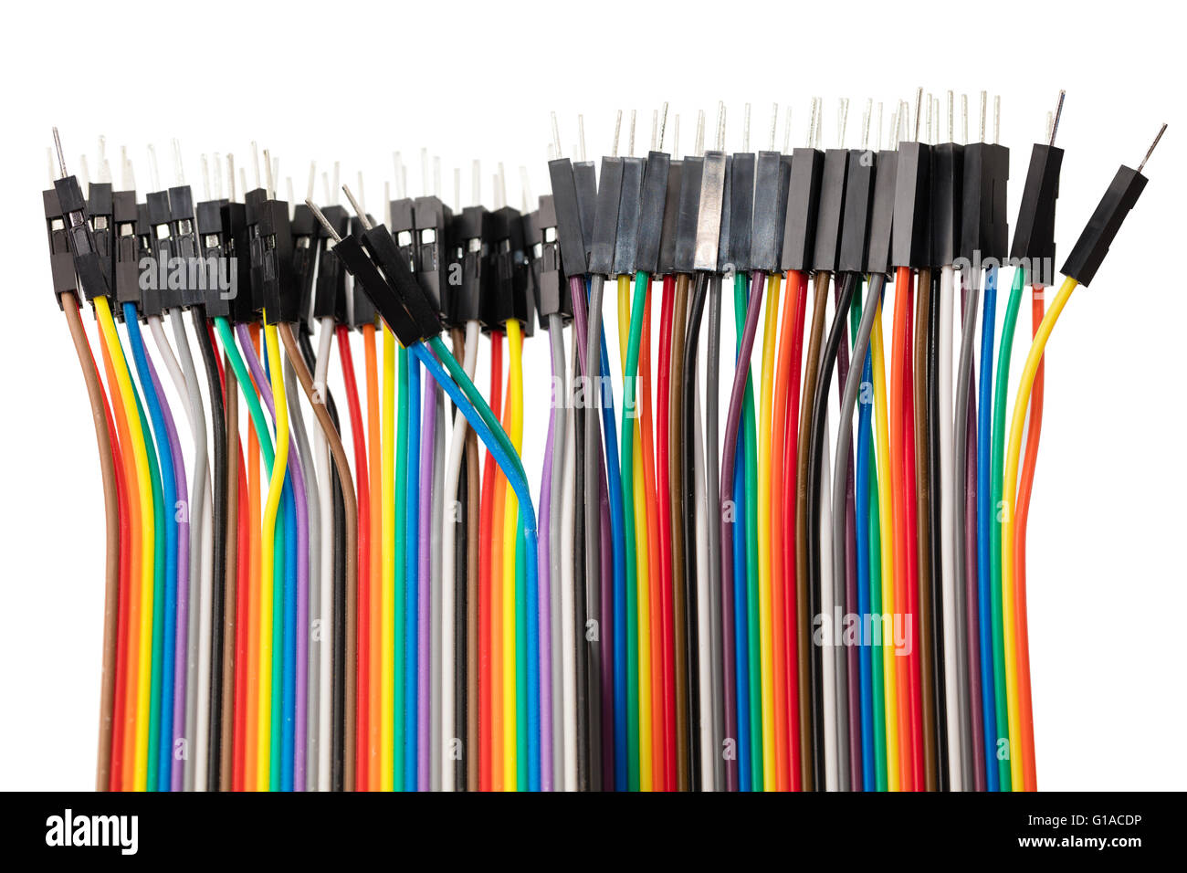 multicolored electrical wires closeup on a white background Stock Photo ...