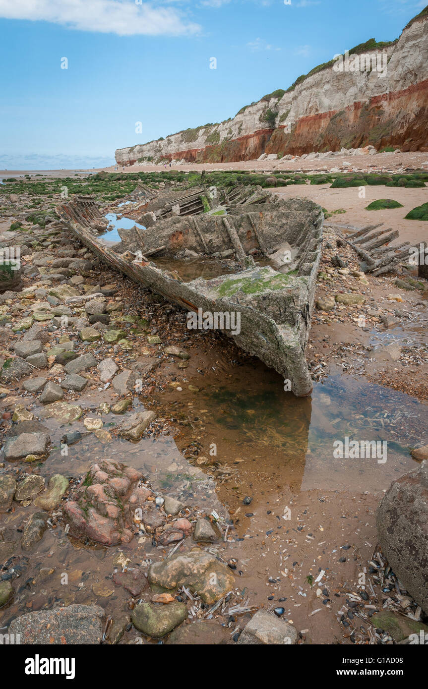 The shipwreck of the Sheraton on the beach at Old Hunstanton under the ...