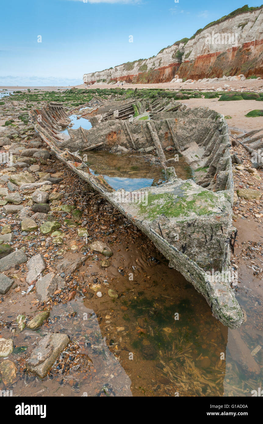 The shipwreck of the Sheraton on the beach at Old Hunstanton under the ...