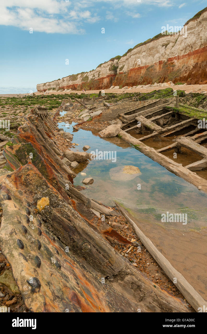 The shipwreck of the Sheraton on the beach at Old Hunstanton under the ...