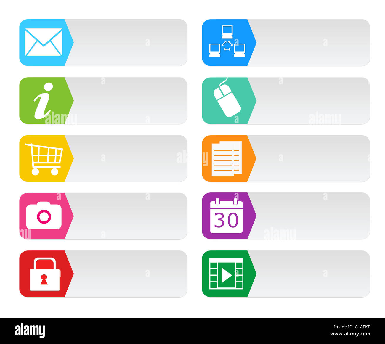 Set of colorful buttons for website menu or design Stock Photo - Alamy