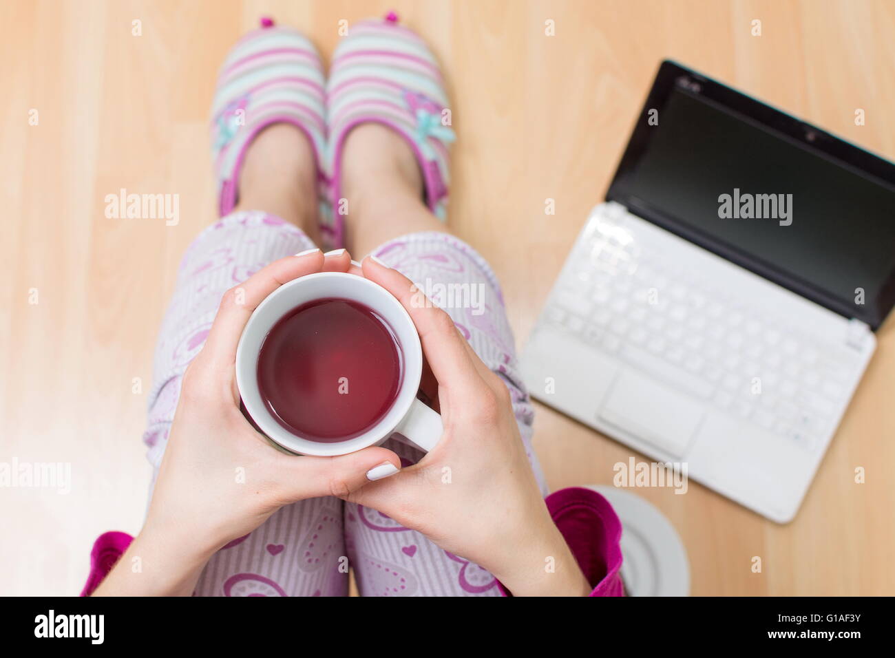 Girl having tea time hi-res stock photography and images - Alamy