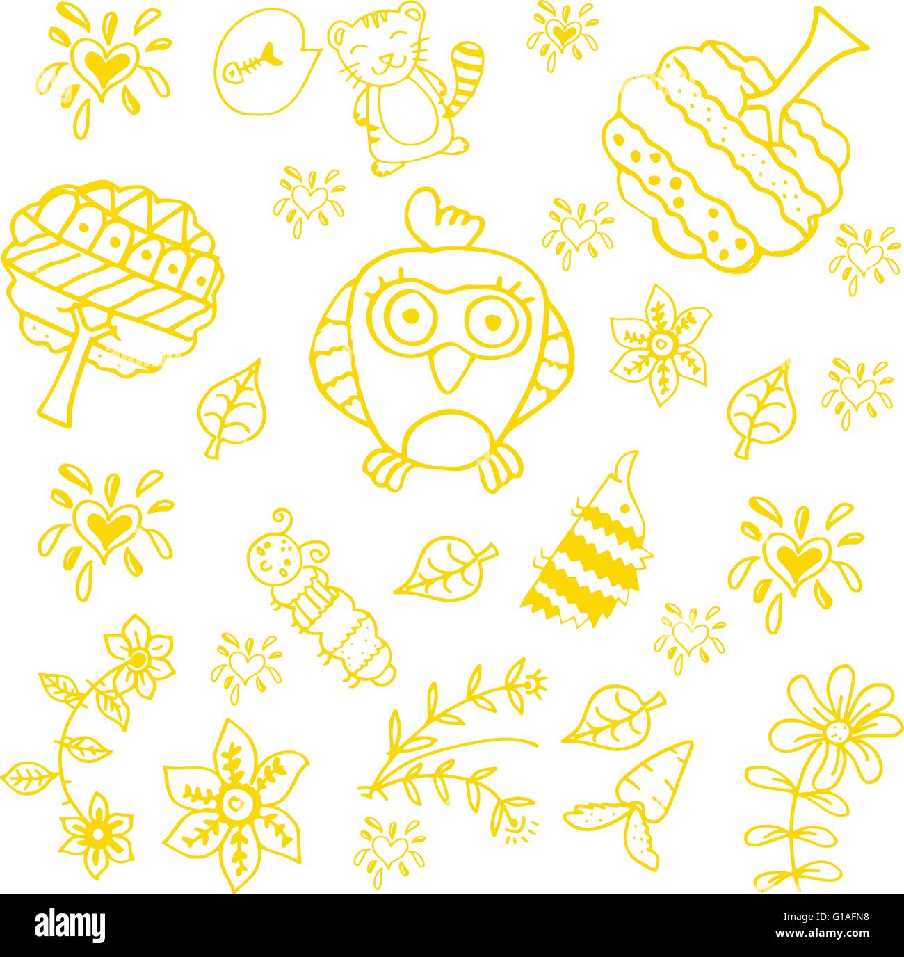 Doodle art for kids yellow Stock Vector Image & Art - Alamy
