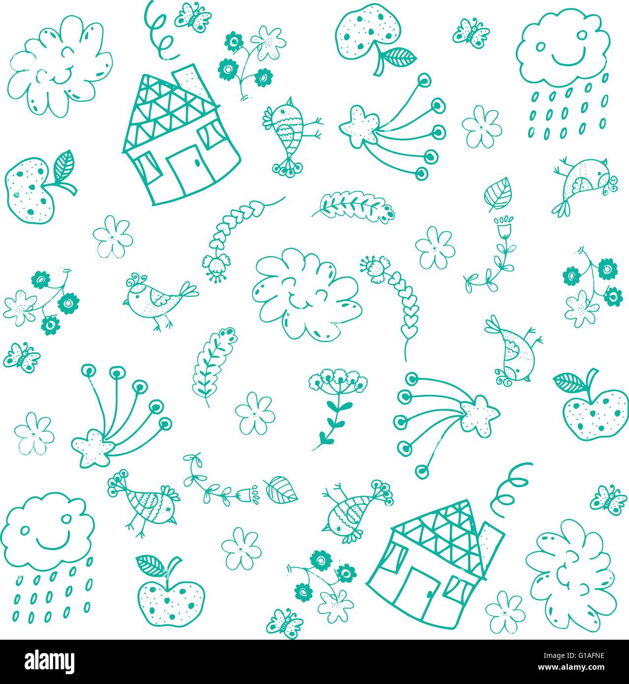 Doodle art for kids green Stock Vector Image & Art - Alamy