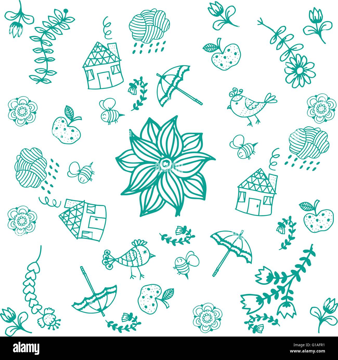 Green doodle art for kids Stock Vector Image & Art - Alamy