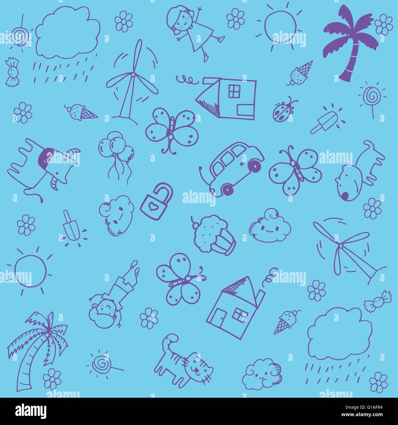 Blue of doodle design for kids Stock Vector Image & Art - Alamy