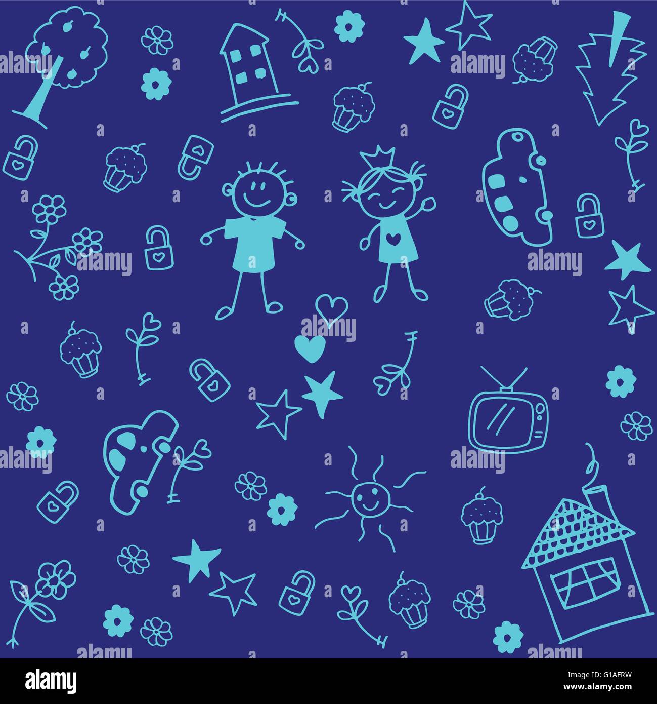 Happy village kids Stock Vector Images - Alamy