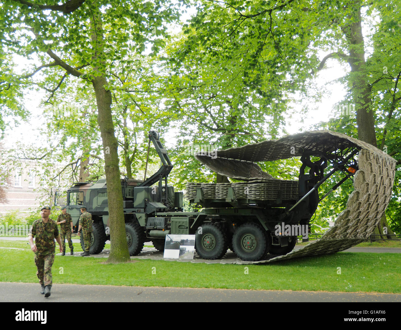 Royal Dutch Army engineers with special truck that can lay mats on ...