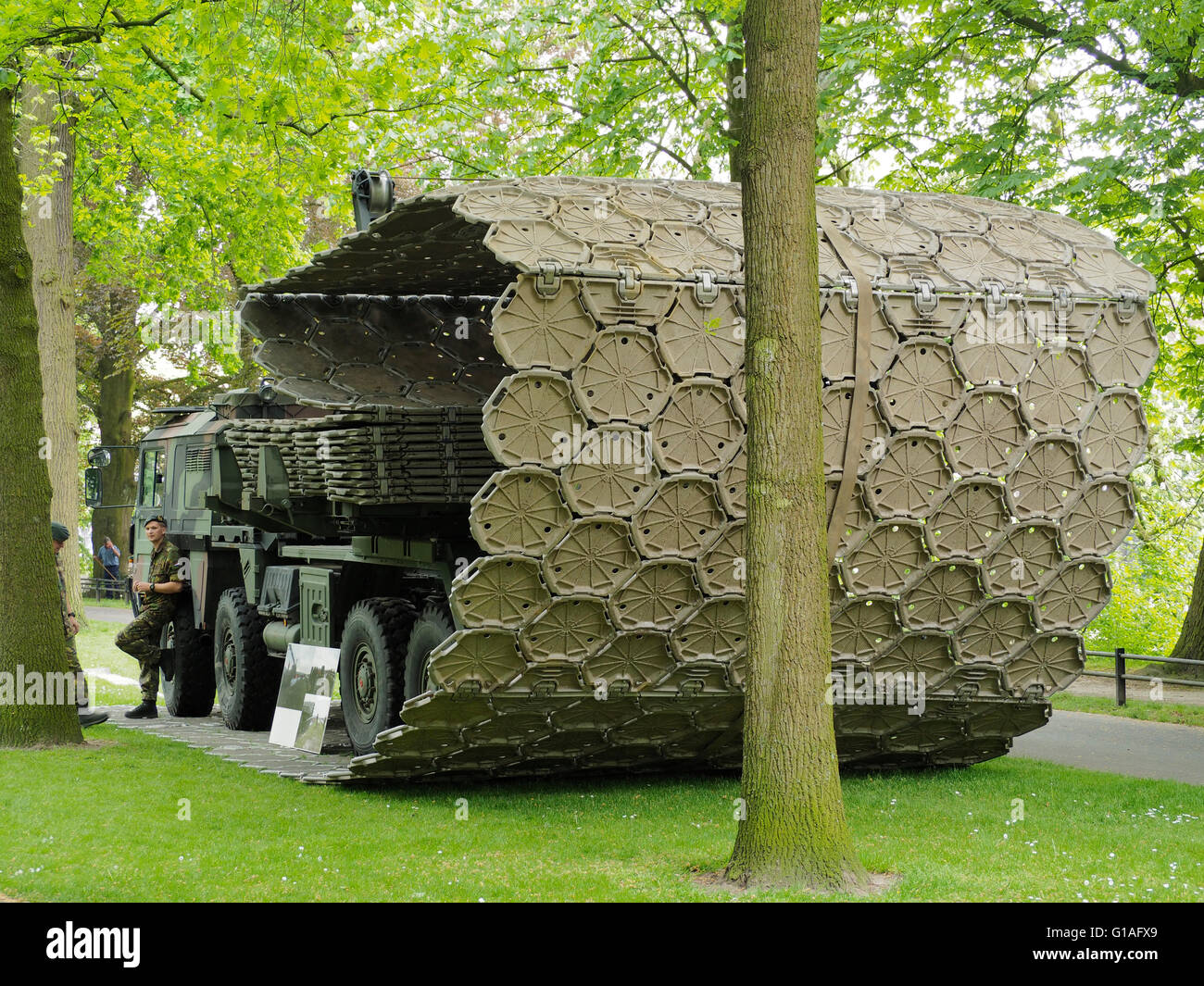 Royal Dutch Army engineers with special truck that can lay mats on ...