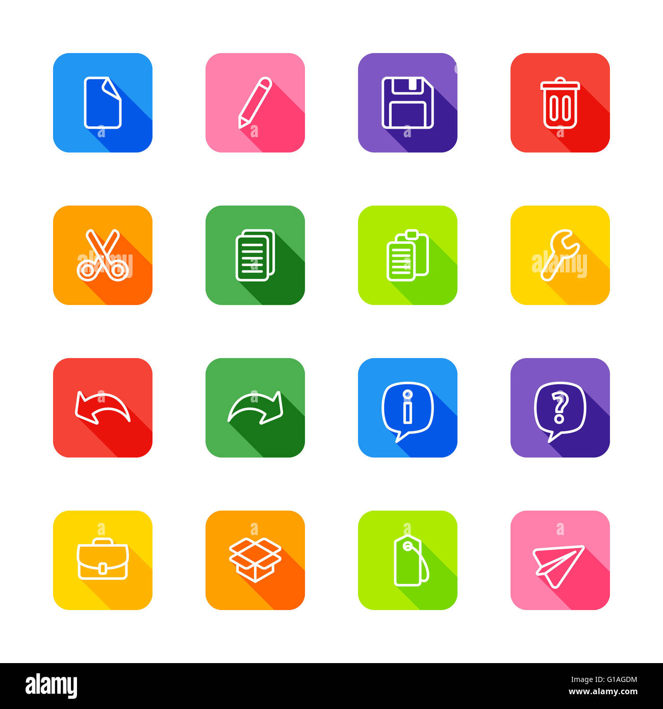 [JPEG] white line web icon set on colorful rounded rectangle with ...
