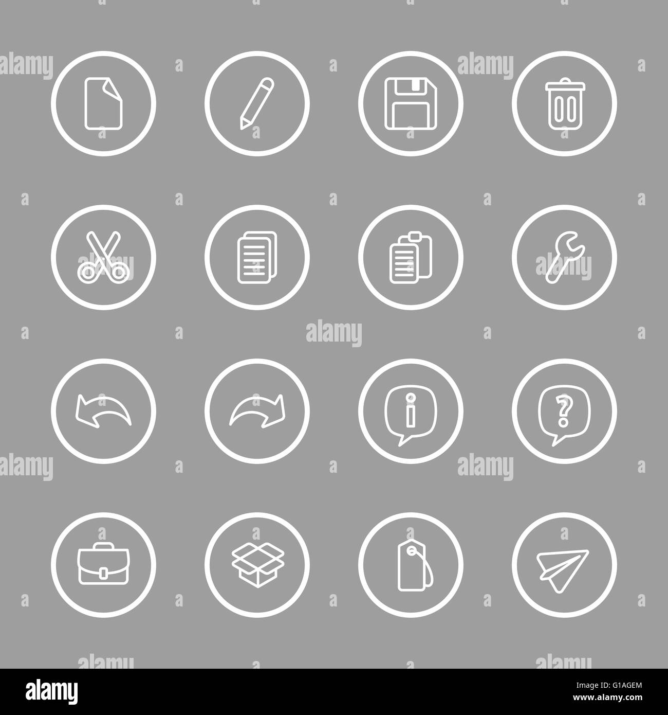 [JPEG] white line web icon set with circle frame for web design, UI ...