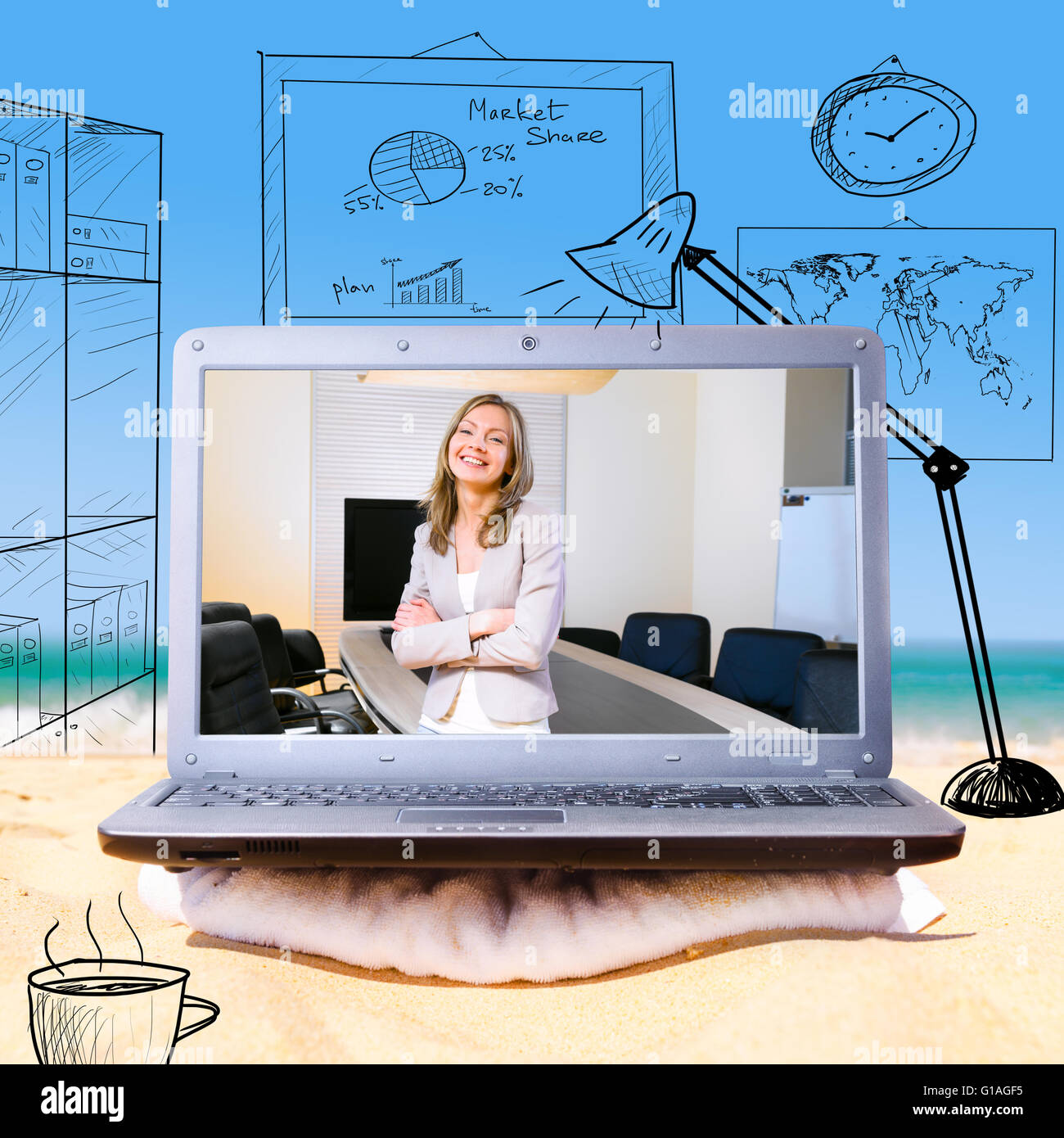 Virtual office beach hi-res stock photography and images - Alamy