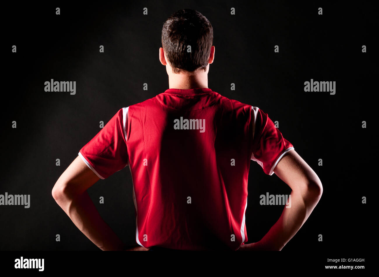 Boy soccer player back shot hi-res stock photography and images - Alamy