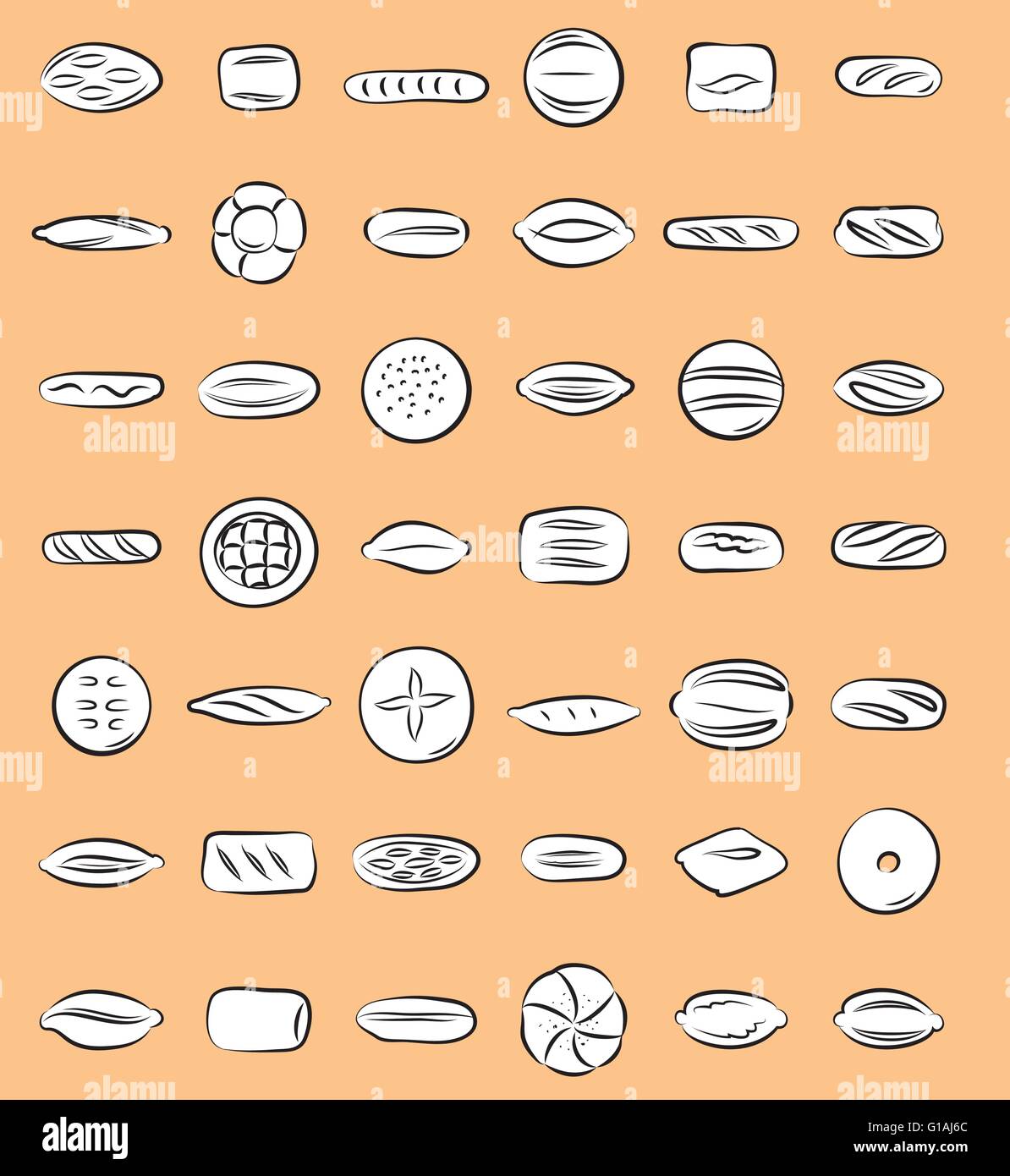 vector illustration of bread collection icon set Stock Vector Image ...