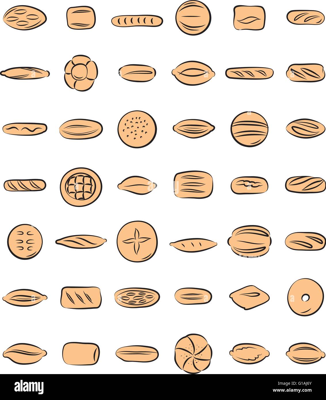 vector illustration of bread collection icon set Stock Vector Image ...