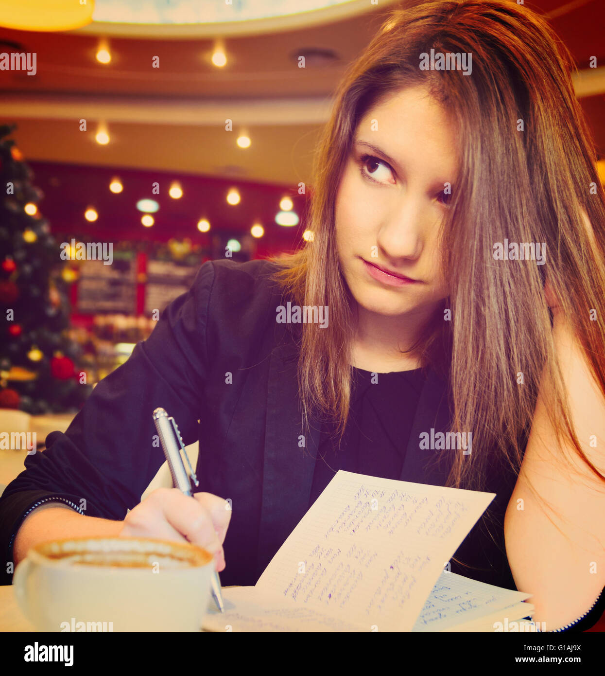 young woman with notebook Stock Photo - Alamy