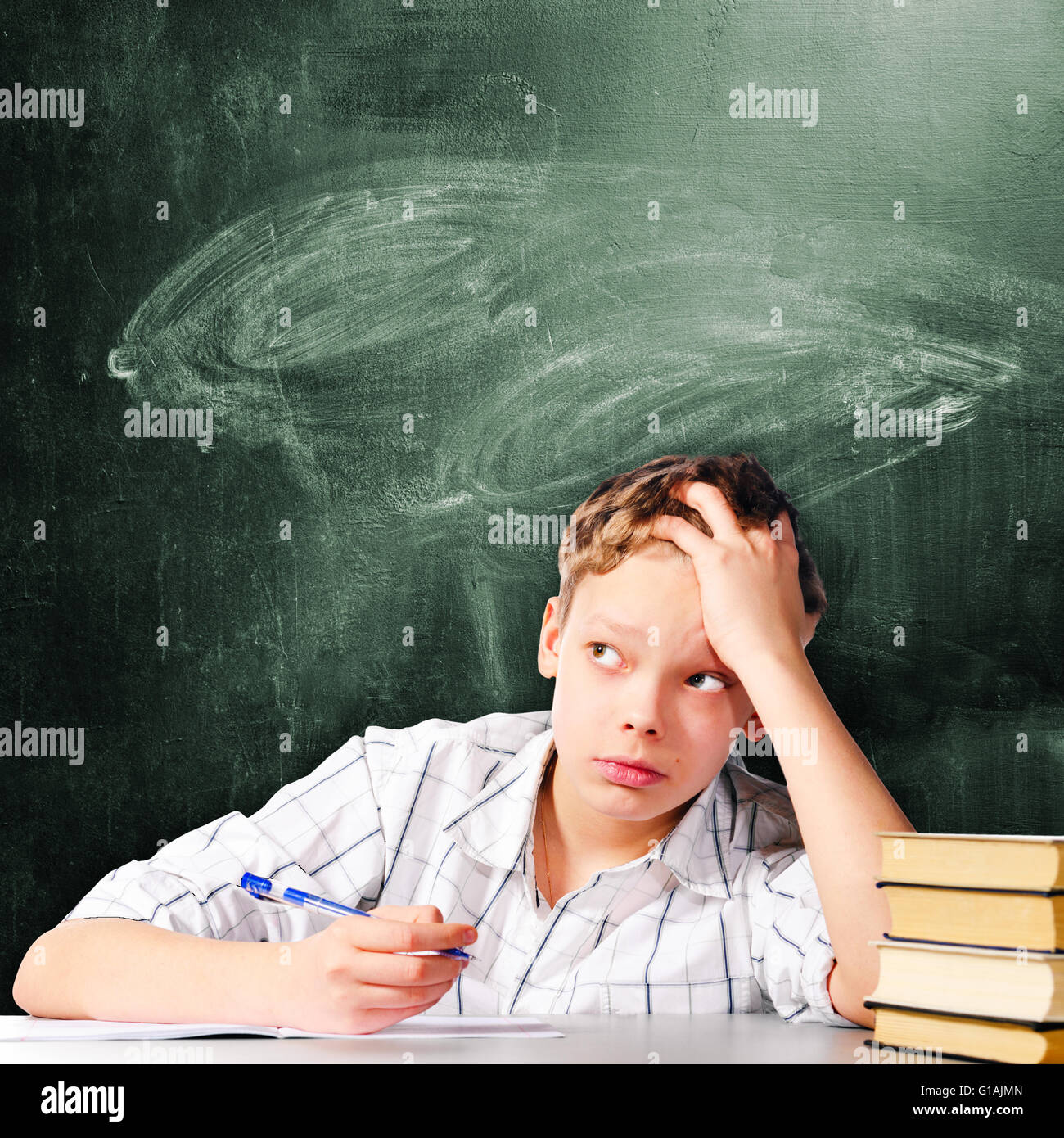 sad school boy Stock Photo - Alamy