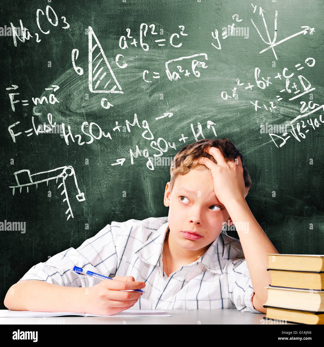 sad school boy Stock Photo - Alamy