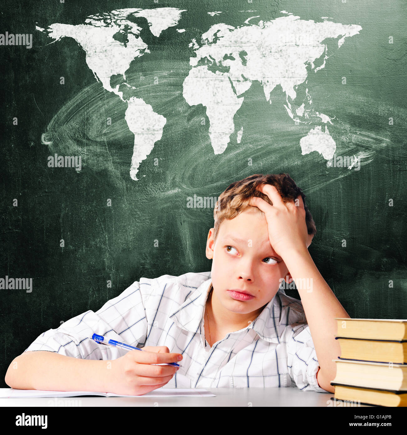 sad school boy Stock Photo - Alamy