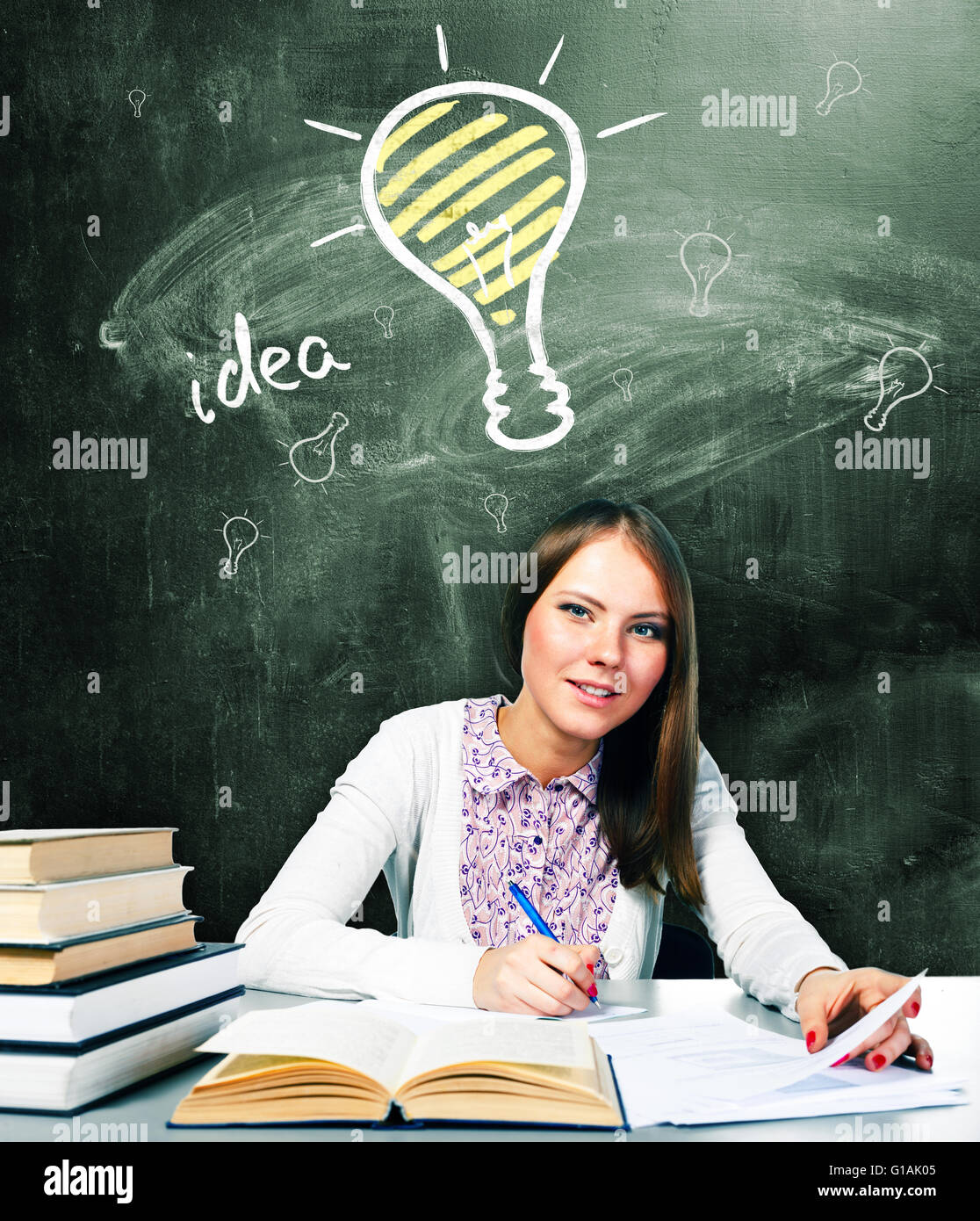 Young student blank board hi-res stock photography and images - Alamy