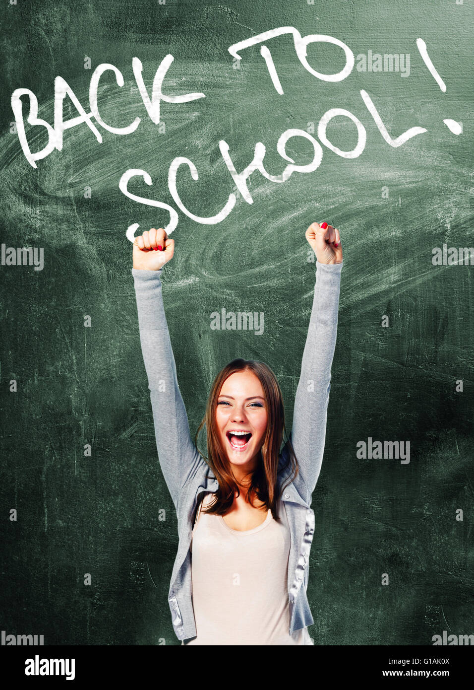 excited student woman Stock Photo - Alamy