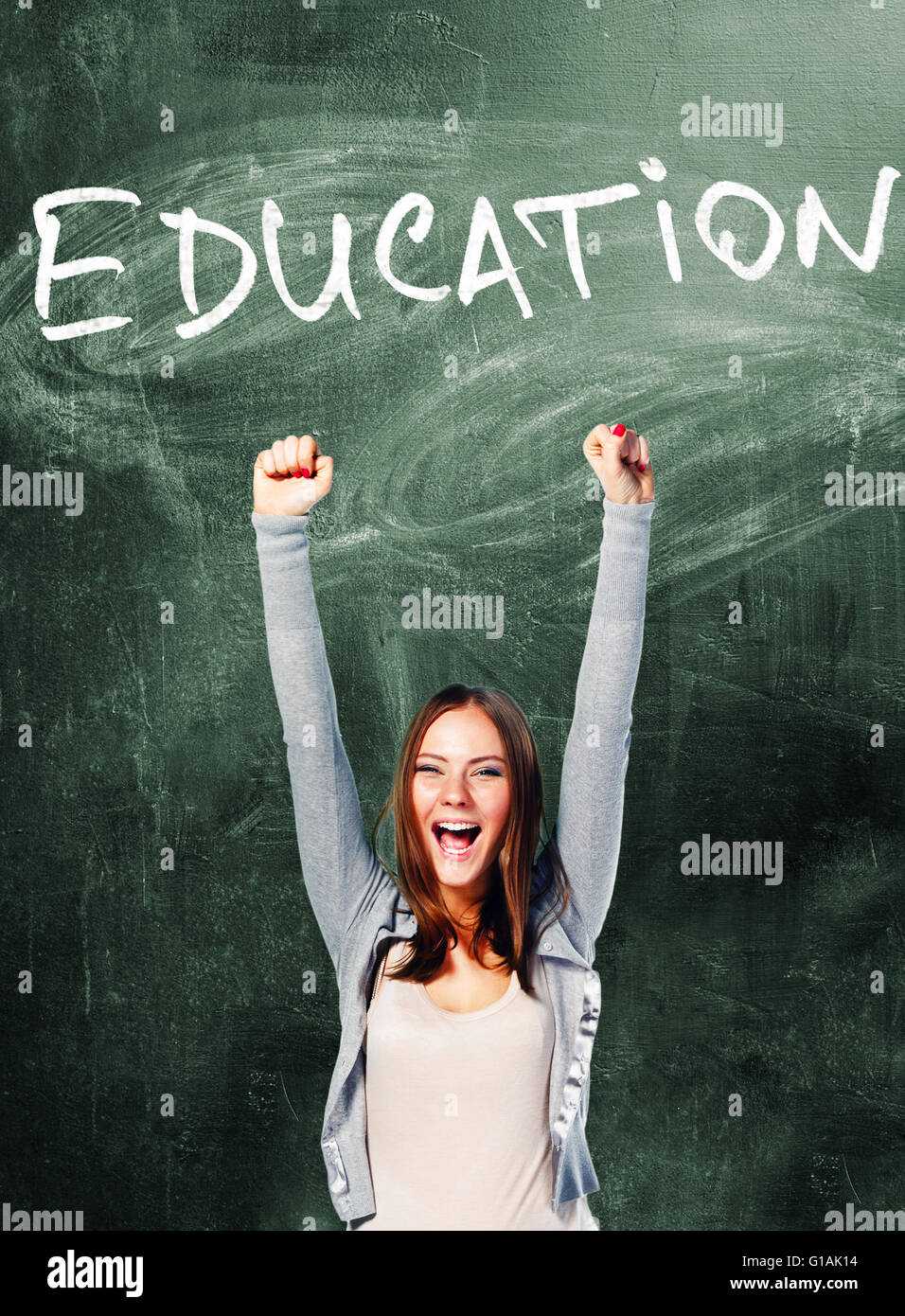 excited student woman Stock Photo - Alamy