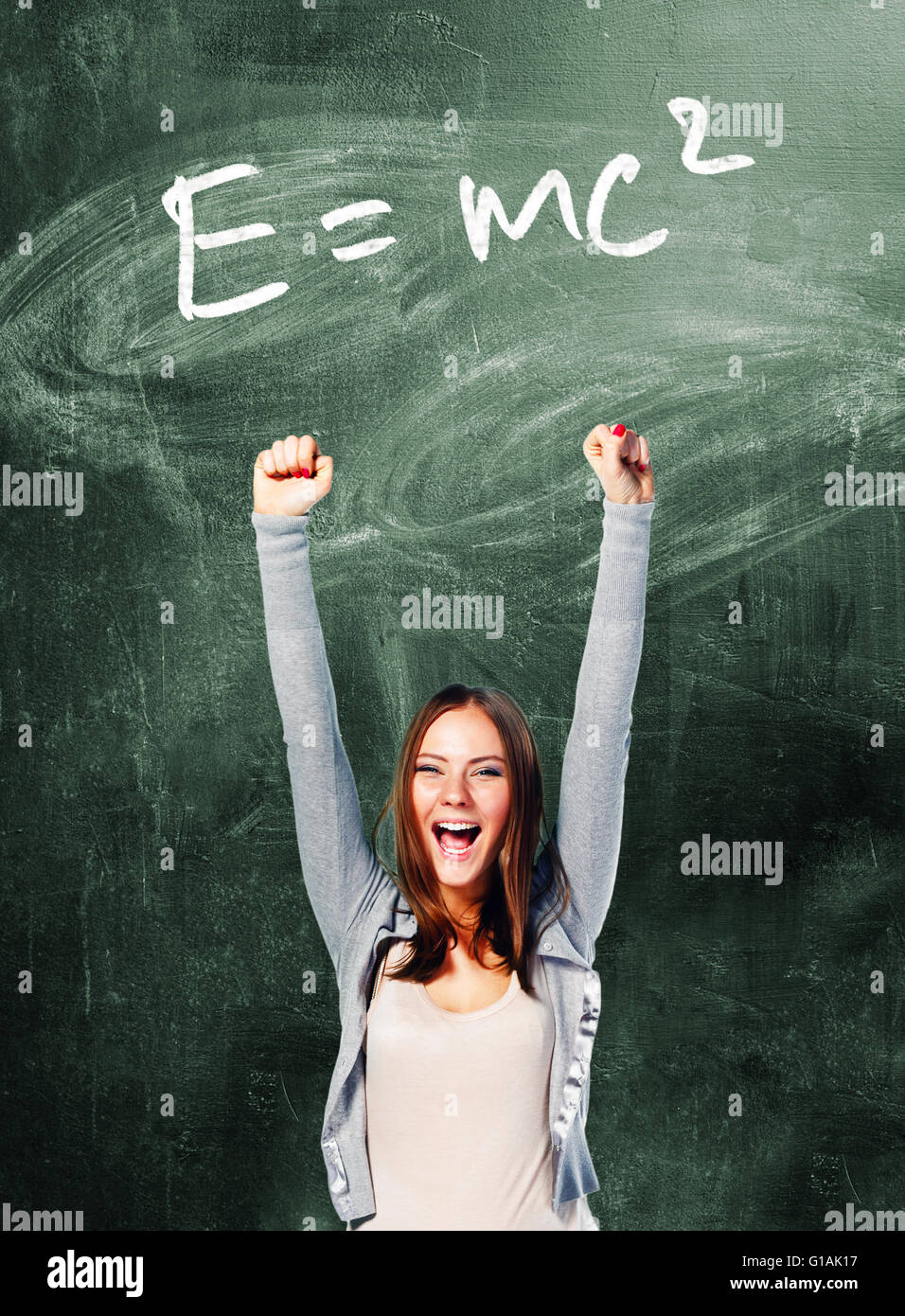 excited student woman Stock Photo - Alamy