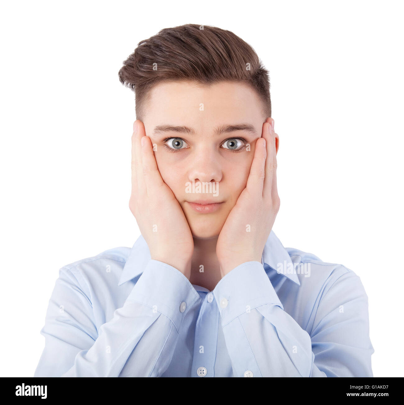teenage boy with surprised face Stock Photo - Alamy