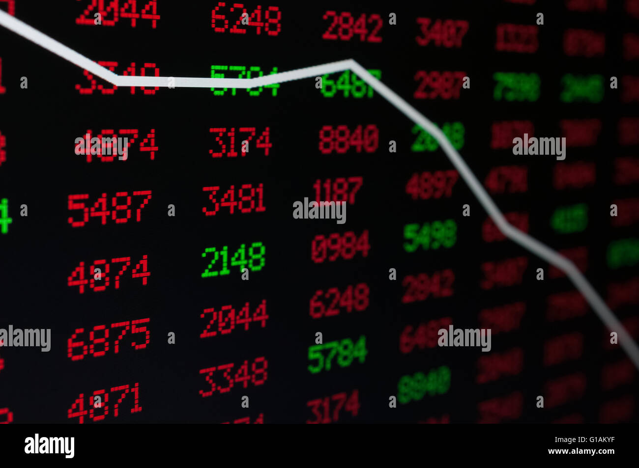 Stock Market - Arrow Graph Going Down on Display With Red and Green ...
