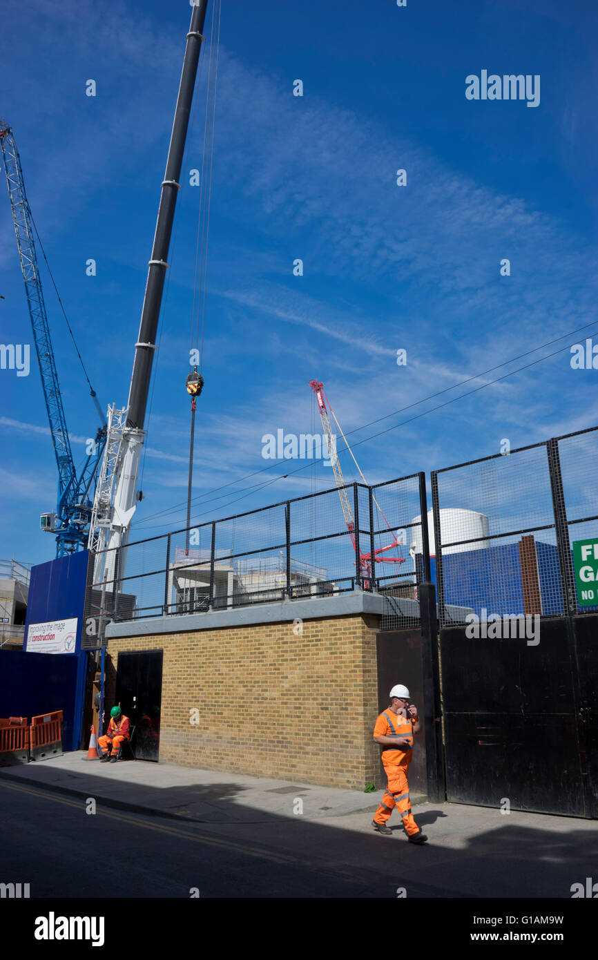 Construction work for new housing development in Whitechapel, London ...