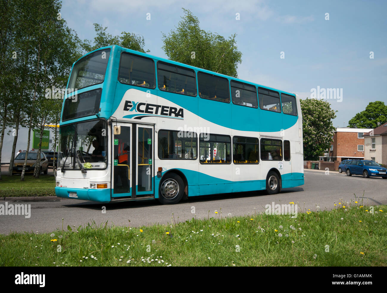 Side View Of An Excetera Double Decker Bus Stock Photo - Alamy