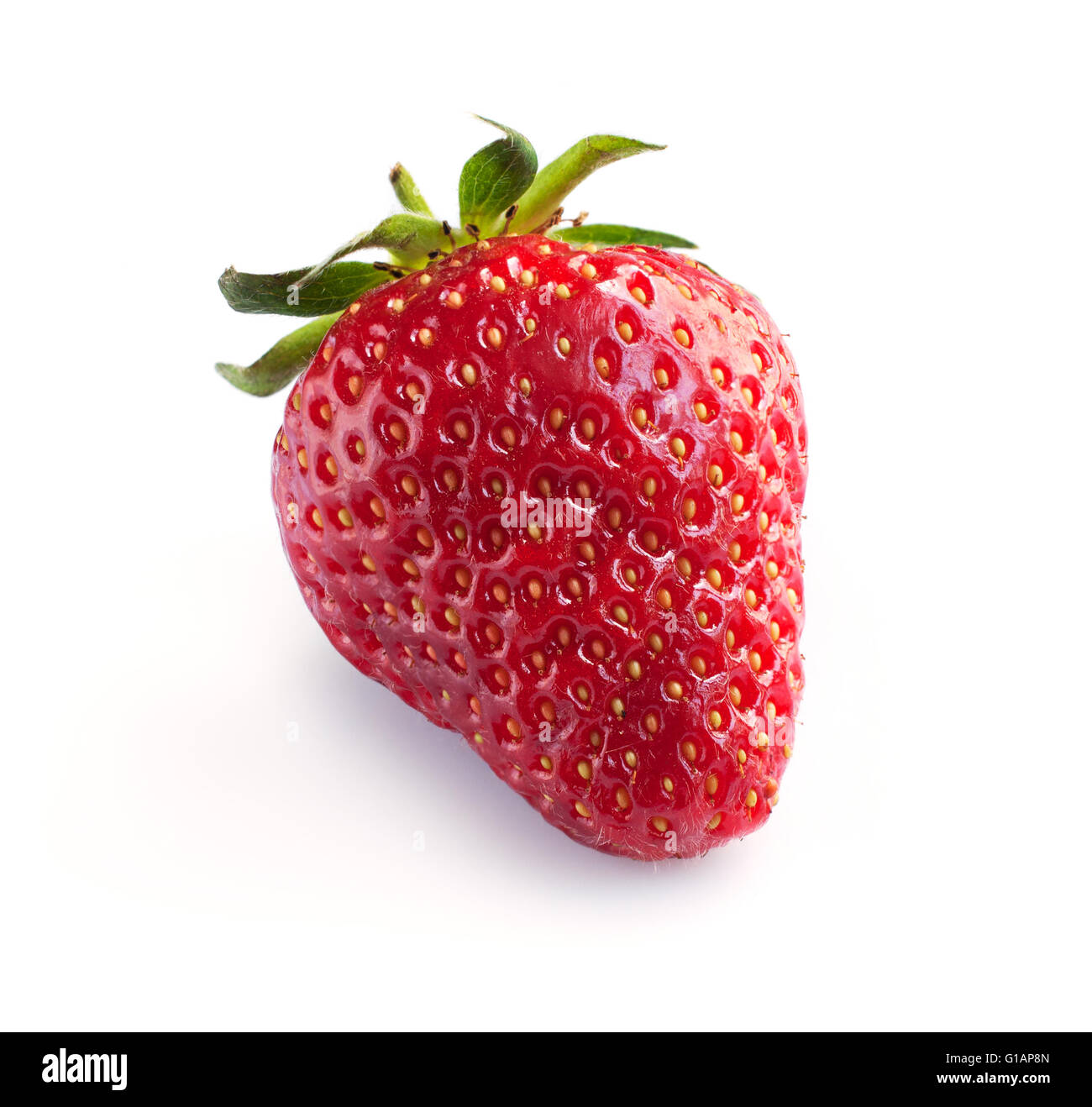 Fresh single strawberry isolated on white background Stock Photo - Alamy